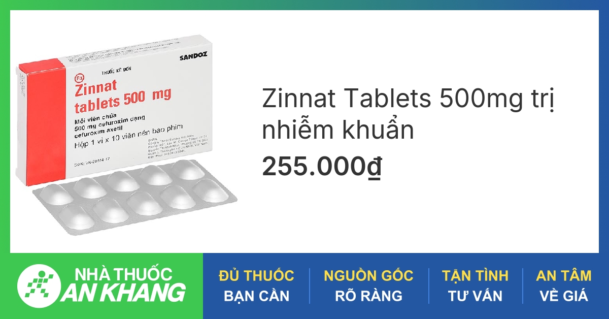 Zinnat Tablets 500mg trị nhiễm khuẩn (1 vỉ x 10 viên) - 09/2024 ...