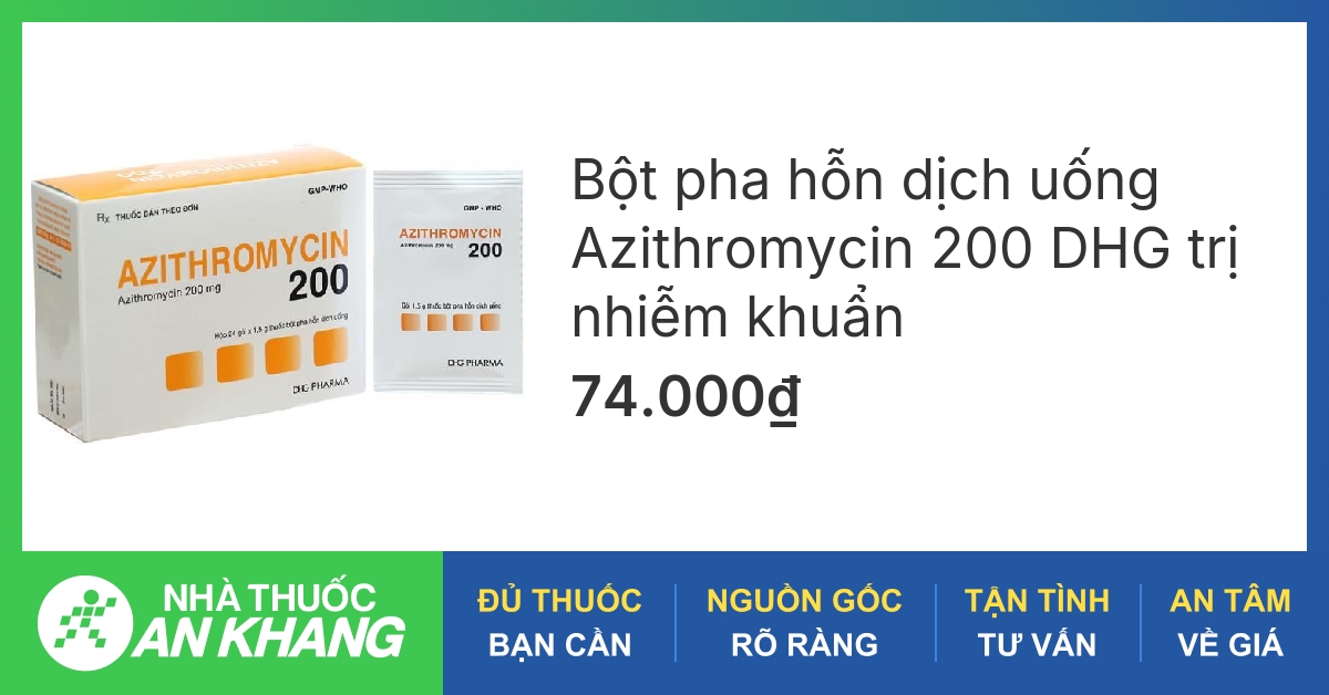 Thuốc Azithromycin 200 DHG điều trị nhiễm khuẩn (24 gói) - 02/2025 ...
