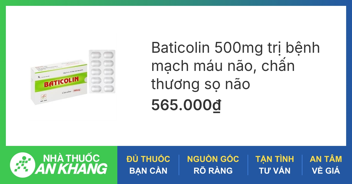 Baticolin 500mg trị bệnh mạch máu não, chấn thương sọ não (3 vỉ x 10 ...