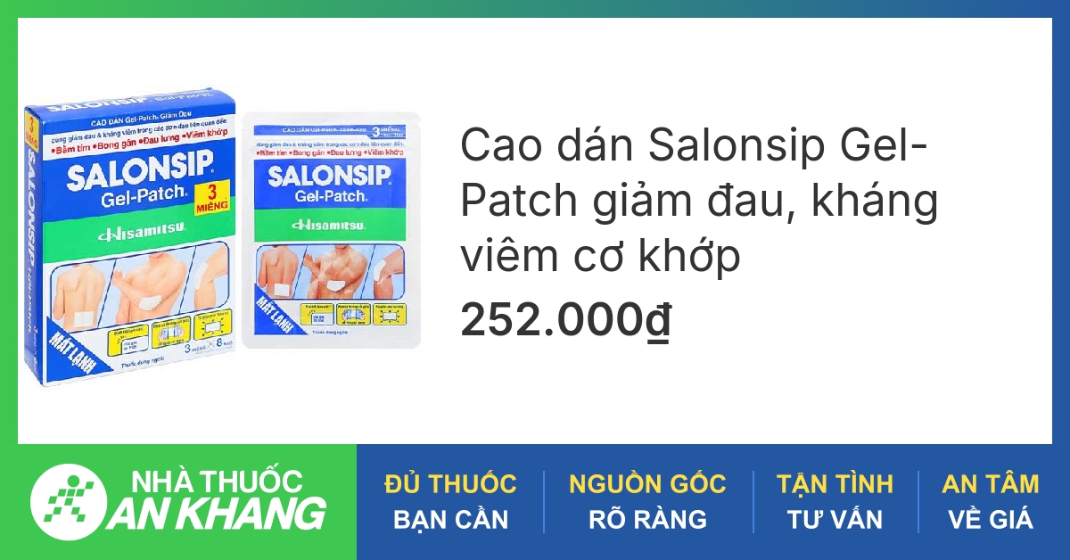 Cao dán Salonsip Gel-Patch (14cm x 10cm) giảm đau, kháng viêm cơ khớp ...
