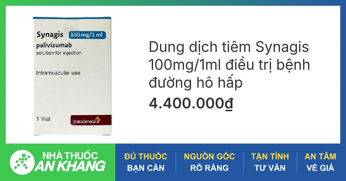 Dung dịch tiêm Synagis 100mg/1ml điều trị bệnh đường hô hấp chai 1ml ...