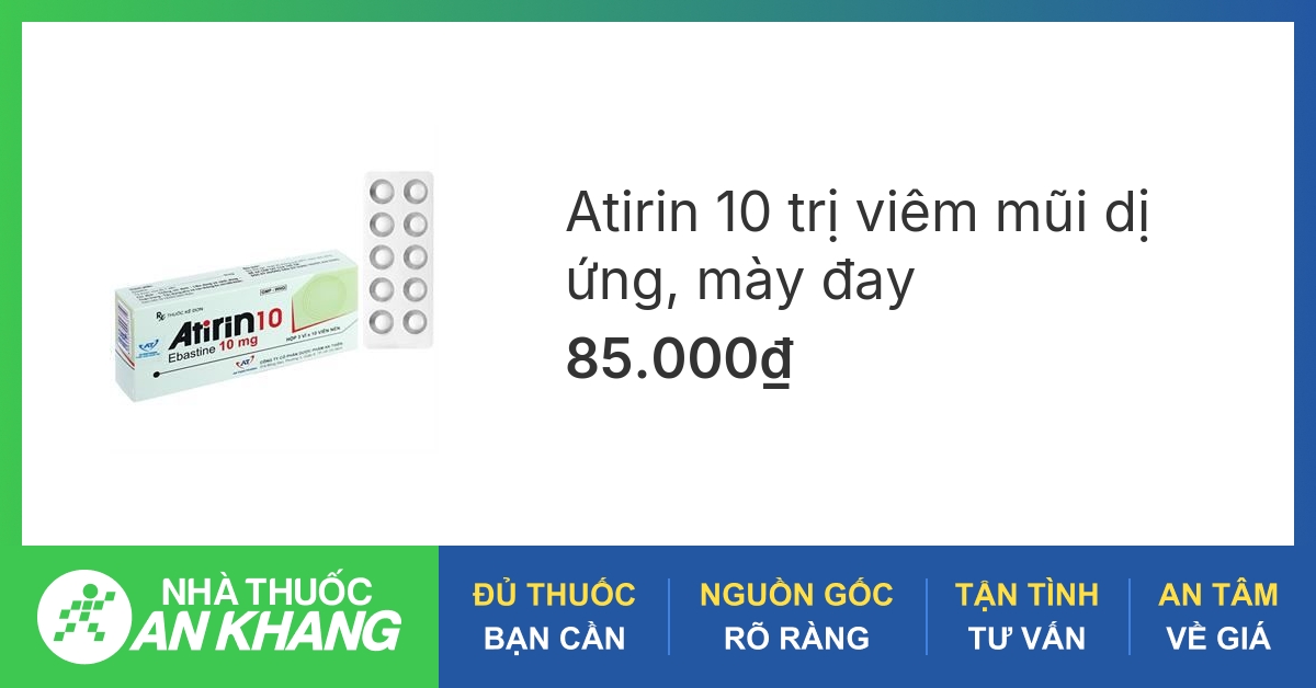 Atirin 10 trị viêm mũi dị ứng, mày đay (3 vỉ x 10 viên) - 08/2024 ...