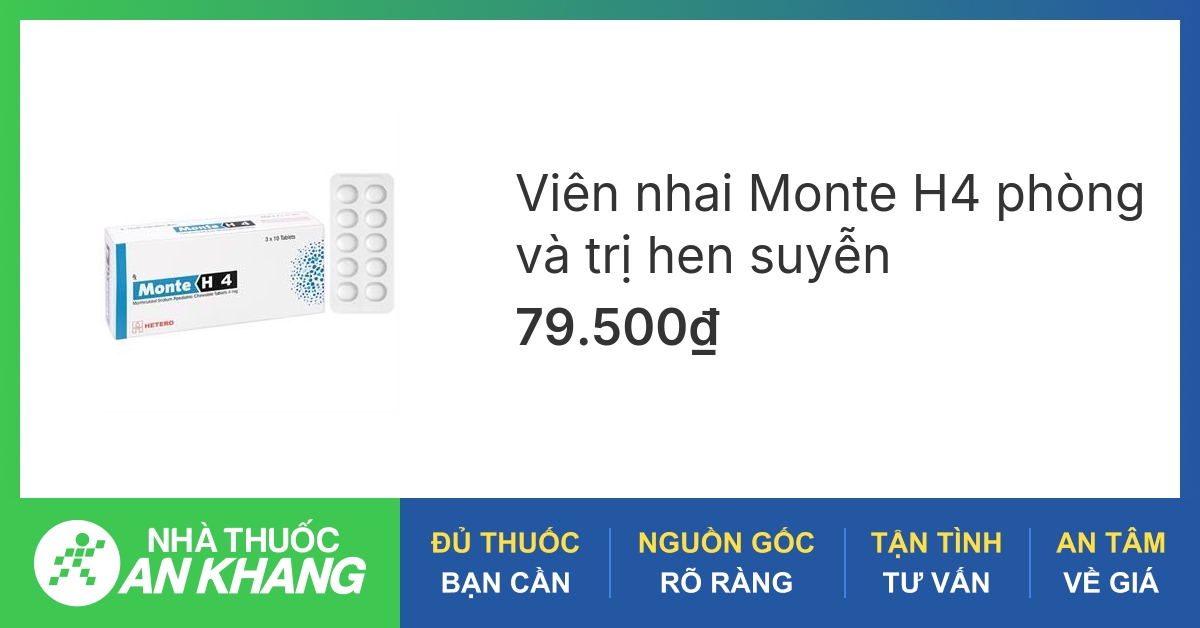 Viên nhai Monte H4 phòng và trị hen suyễn (3 vỉ x 10 viên) - 08/2025 ...