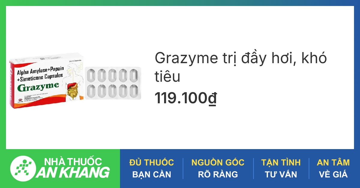 Grazyme trị đầy hơi, khó tiêu (3 vỉ x 10 viên) - 05/2024 ...