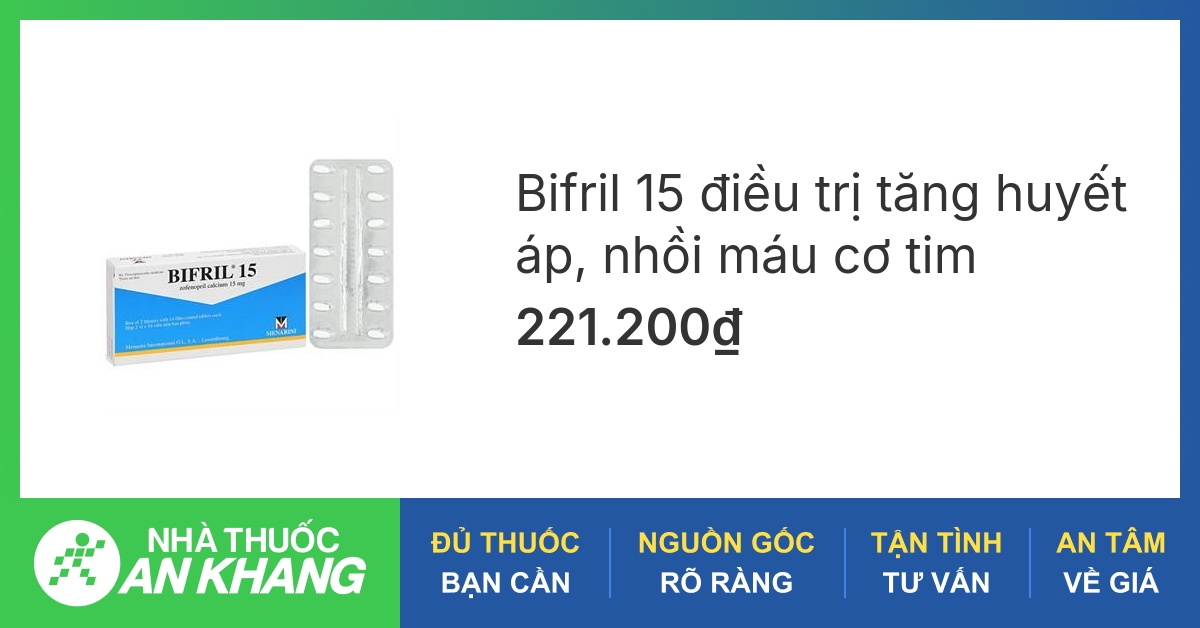 Bifril Menarini 15mg trị tăng huyết áp, nhồi máu cơ tim (2 vỉ x 14 viên ...