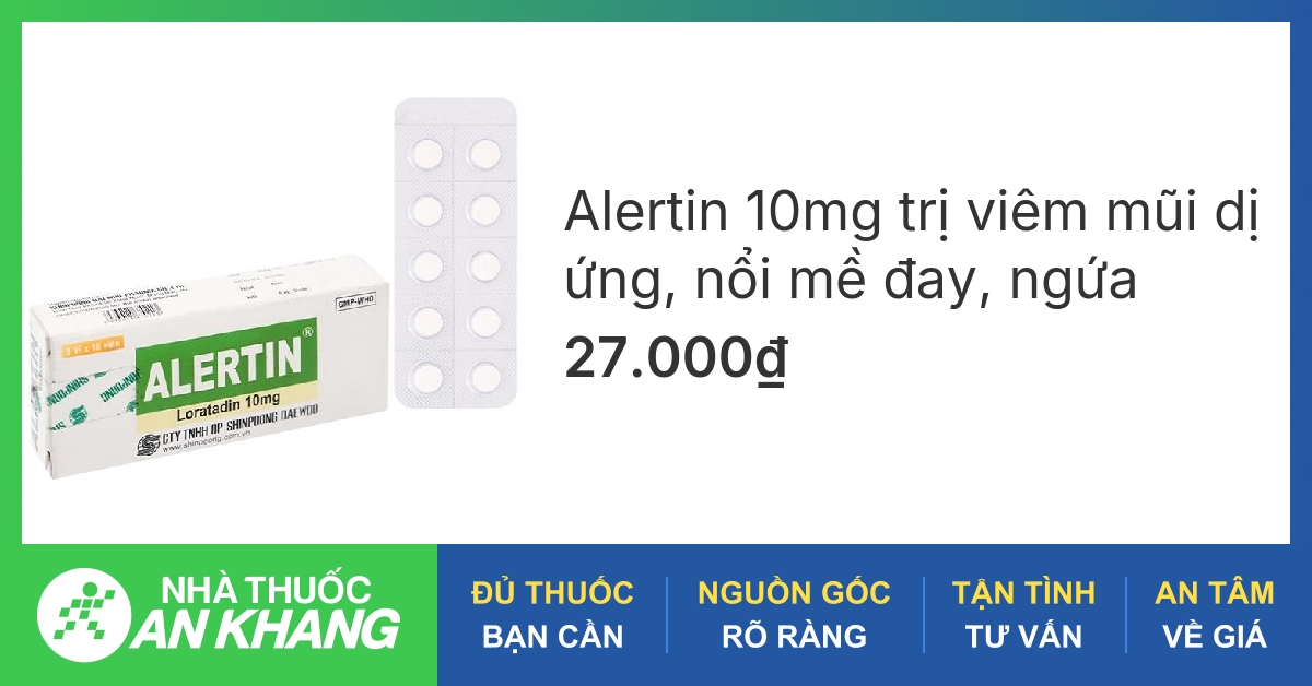 Alertin 10mg trị viêm mũi dị ứng, nổi mề đay, ngứa (3 vỉ x 10 viên ...
