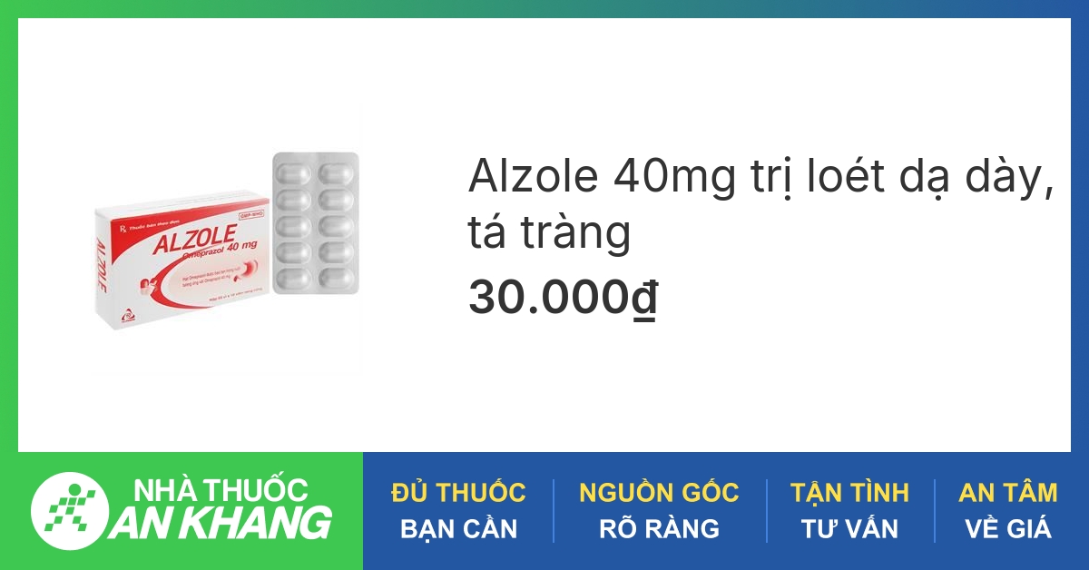 Thuốc Alzole 40mg trị loét dạ dày, tá tràng - 12/2024 | nhathuocankhang.com
