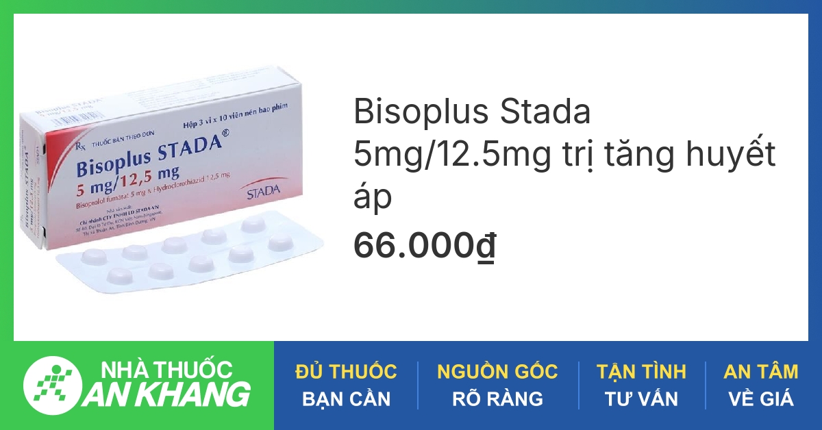 Bisoplus Stada 5mg/12.5mg trị tăng huyết áp (3 vỉ x 10 viên) - 03/2025 ...