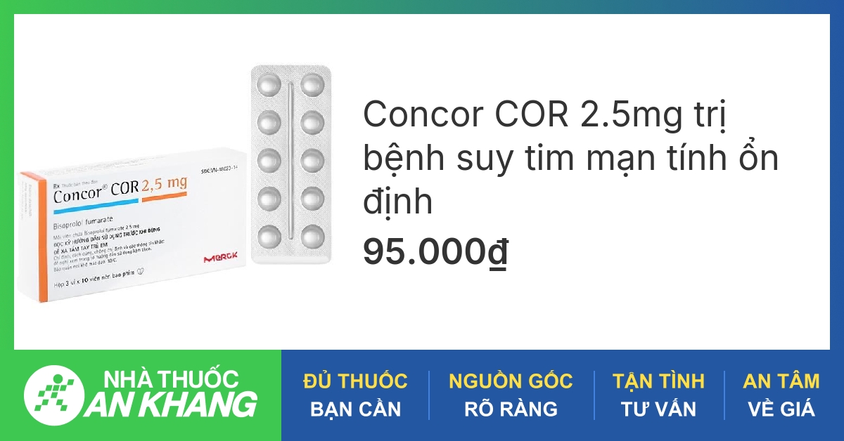 Concor 2.5mg trị bệnh suy tim mạn tính ổn định (3 vỉ x 10 viên) - 04/ ...