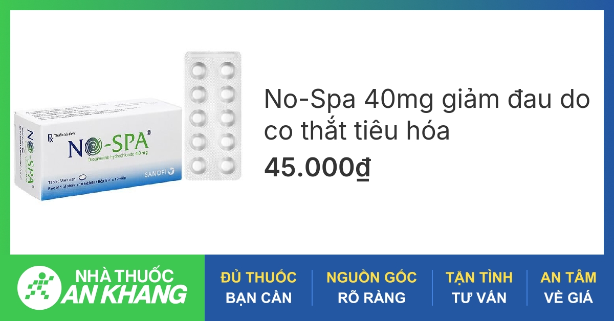 No-Spa 40mg giảm đau do co thắt tiêu hóa (5 vỉ x 10 viên) - 05/2024 ...