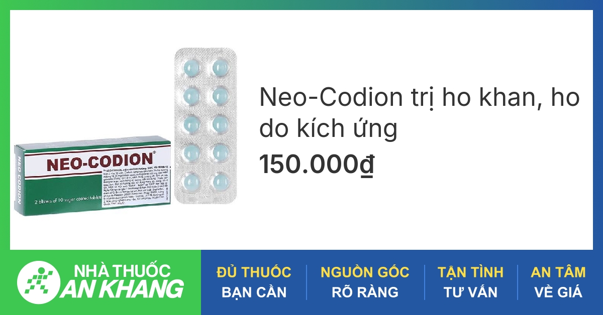 Neo-Codion trị ho khan, ho do kích ứng (2 vỉ x 10 viên) - 11/2024 ...