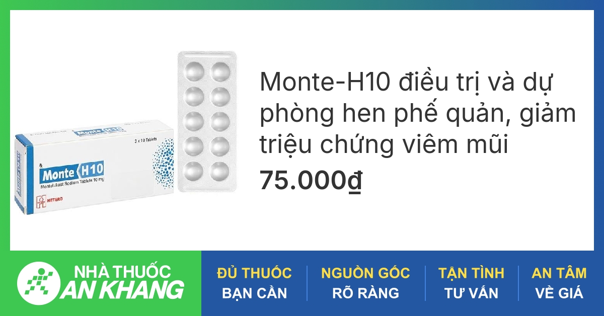 Monte-H10 điều trị và dự phòng hen phế quản, giảm triệu chứng viêm mũi ...