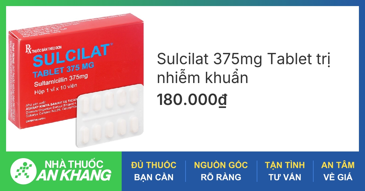 Sulcilat 375mg Tablet trị nhiễm khuẩn (1 vỉ x 10 viên) - 05/2025 ...