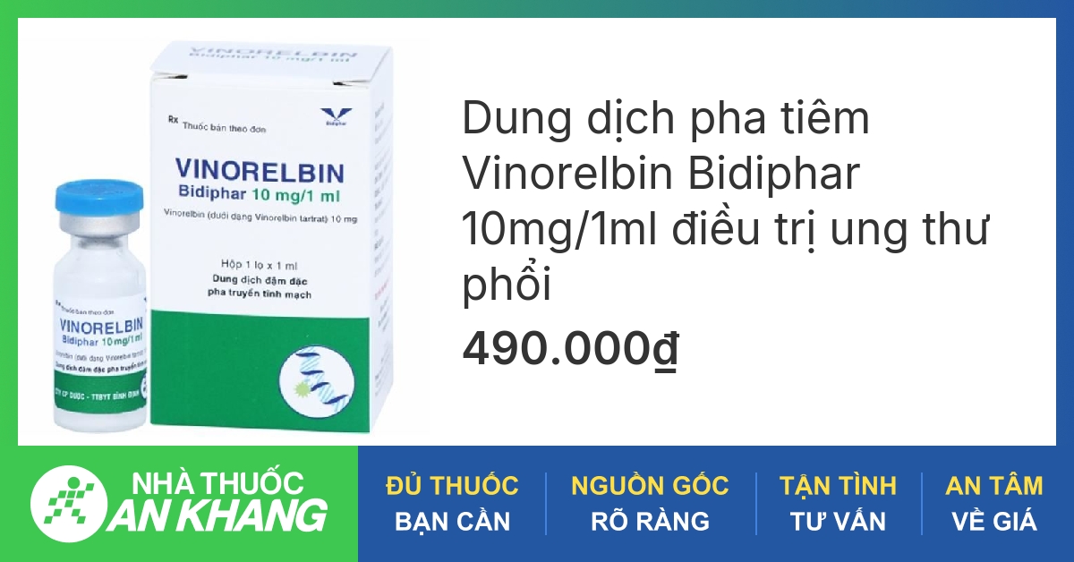 Dung dịch pha tiêm Vinorelbin Bidiphar 10mg/1ml điều trị ung thư phổi ...