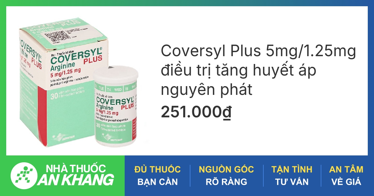 Coversyl Plus 5mg/1.25mg trị tăng huyết áp nguyên phát hộp 30 viên - 09 ...