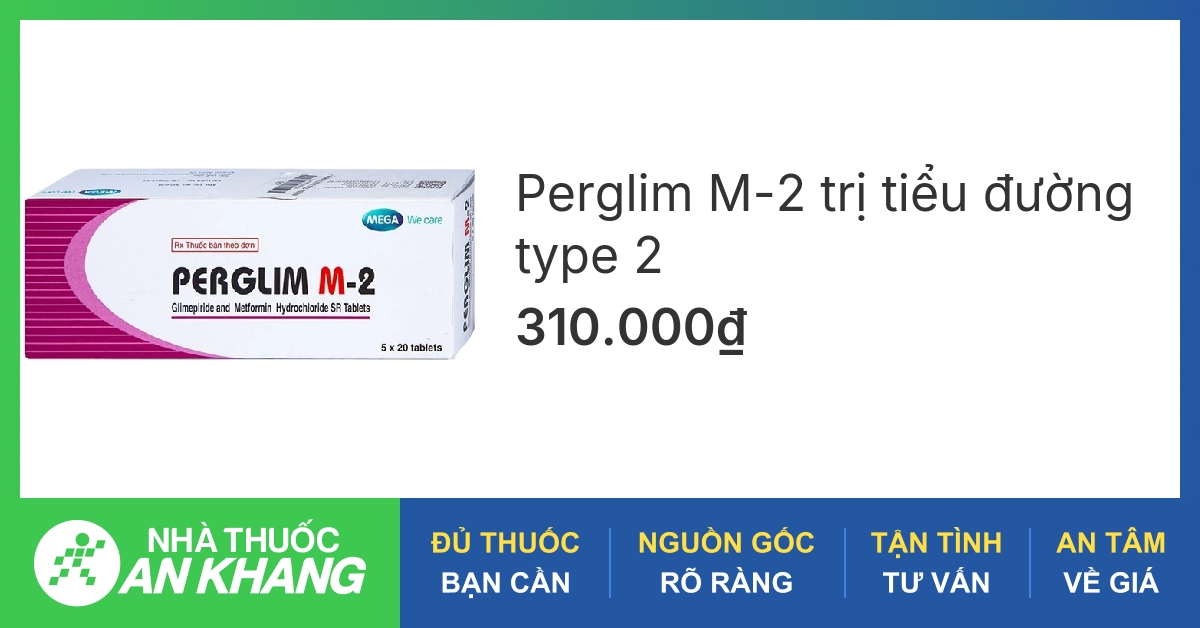 Perglim M-2 trị tiểu đường type 2 (5 hộp nhỏ x 1 vỉ x 20 viên) - 09/ ...