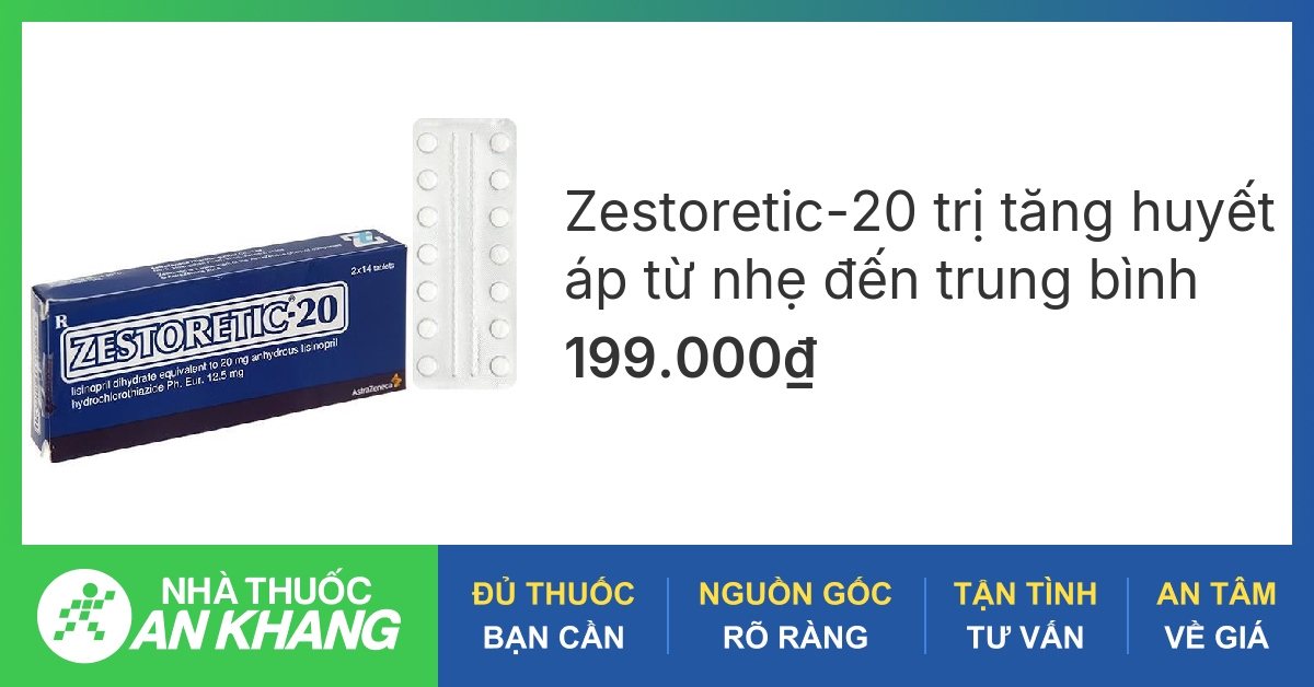 Zestoretic-20 trị tăng huyết áp từ nhẹ đến trung bình (2 vỉ x 14 viên ...