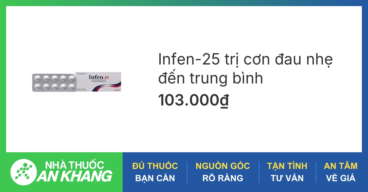 Infen-25 trị cơn đau nhẹ đến trung bình (1 vỉ x 10 viên) - 03/2025 ...
