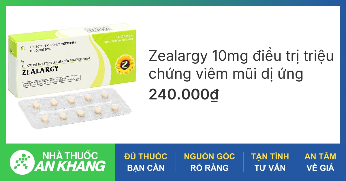 Zealargy 10mg điều trị triệu chứng viêm mũi dị ứng (3 vỉ x 10 viên ...