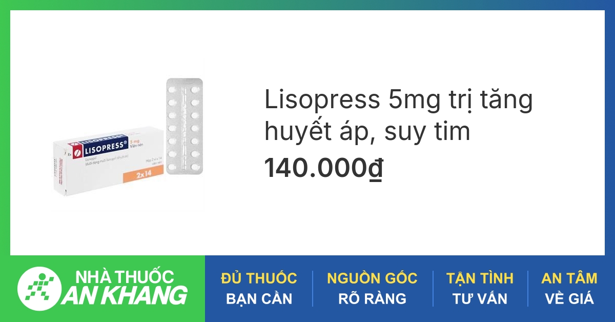Lisopress 5mg trị tăng huyết áp, suy tim (2 vỉ x 14 viên) - 10/2024 ...