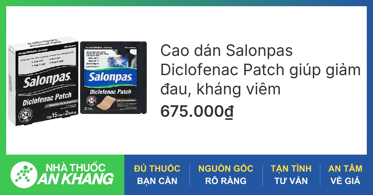 Cao dán Salonpas Diclofenac Patch giúp giảm đau, kháng viêm (15 bao x 2 ...