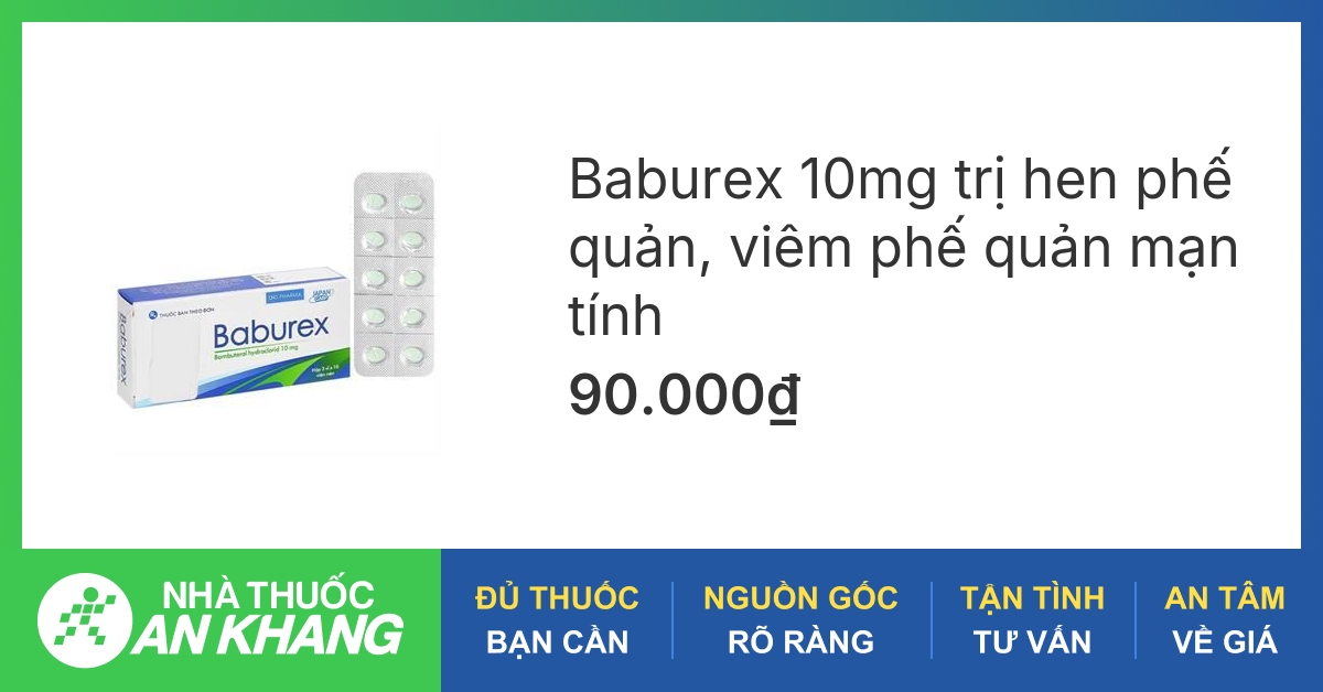Baburex 10mg trị hen phế quản, viêm phế quản mạn tính (3 vỉ x 10 viên ...