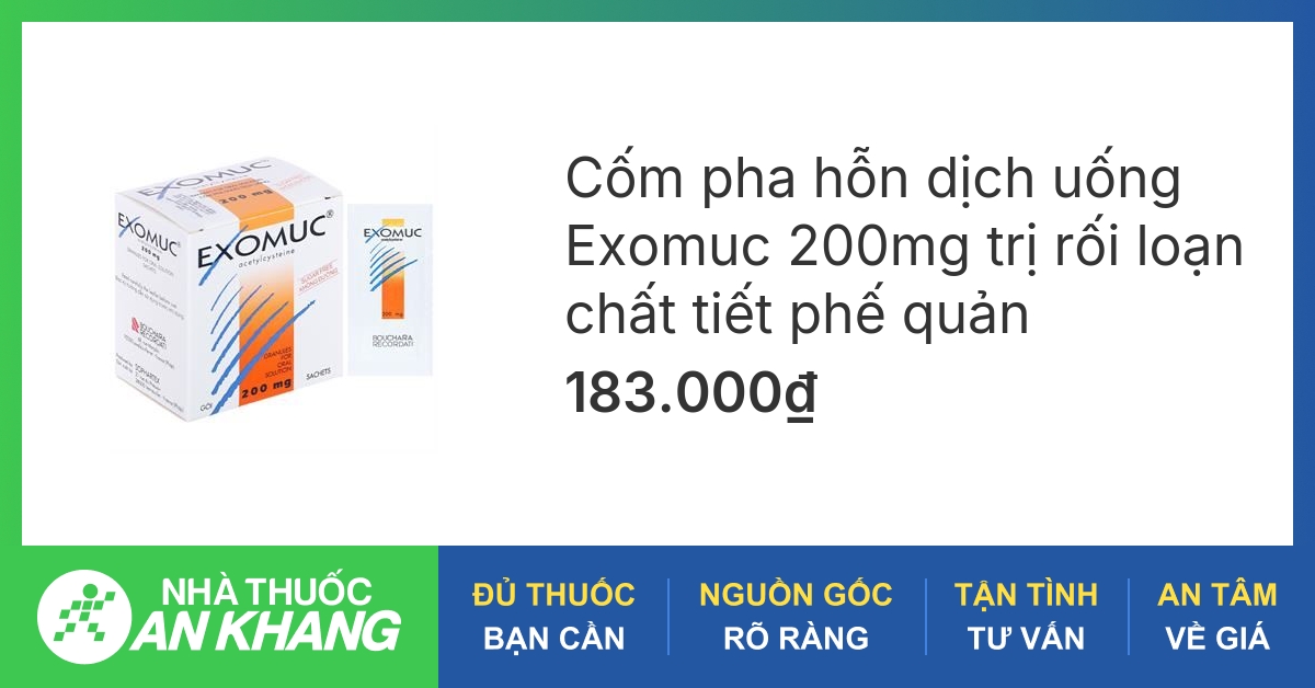 Cốm pha hỗn dịch uống Exomuc 200mg trị rối loạn chất tiết phế quản (30 ...