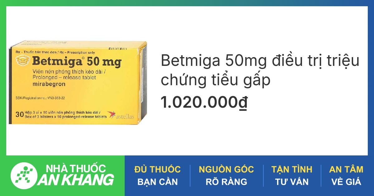 Betmiga 50mg điều trị triệu chứng tiểu gấp (3 vỉ x 10 viên) - 09/2025 ...