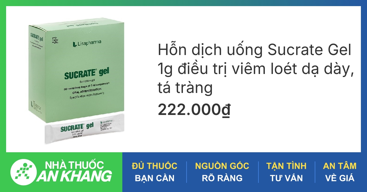 Hỗn dịch uống Sucrate Gel 1g trị viêm loét dạ dày, tá tràng (30 gói x ...