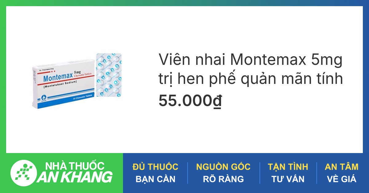 Viên nhai Montemax 5mg trị hen phế quản mãn tính (1 vỉ x 14 viên) - 01/ ...