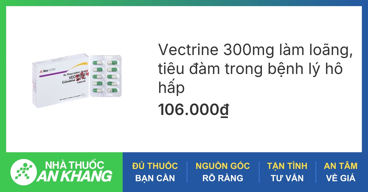 Vectrine 300mg làm loãng, tiêu đàm trong bệnh lý hô hấp (2 vỉ x 10 viên ...