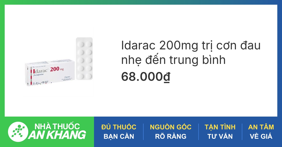 Idarac 200mg trị cơn đau nhẹ đến trung bình (2 vỉ x 10 viên) - 05/2025 ...