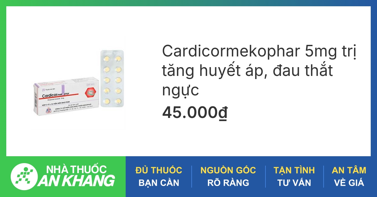 Cardicor Mekophar 5mg trị tăng huyết áp, đau thắt ngực (3 vỉ x 10 viên ...