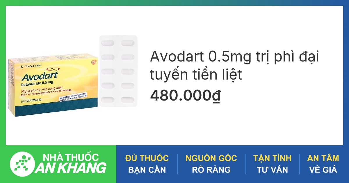 Avodart 0.5mg trị phì đại tuyến tiền liệt (3 vỉ x 10 viên) - 03/2025 ...