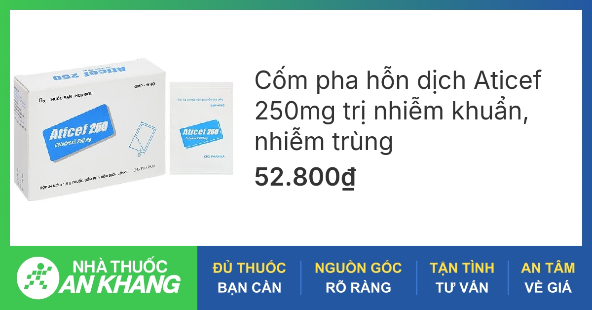 Cốm pha hỗn dịch Aticef 250mg trị nhiễm khuẩn, nhiễm trùng (24 gói x 1 ...