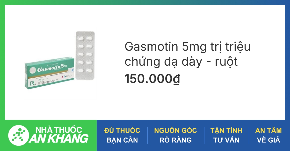 Thuốc Gasmotin 5mg trị triệu chứng dạ dày, đường ruột (3 vỉ x 10 viên ...