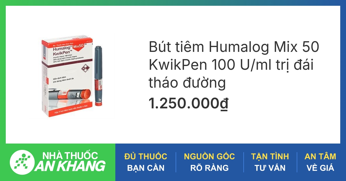 Bút tiêm Humalog Mix 50 KwikPen 100 U/ml trị đái tháo đường (5 cây x ...