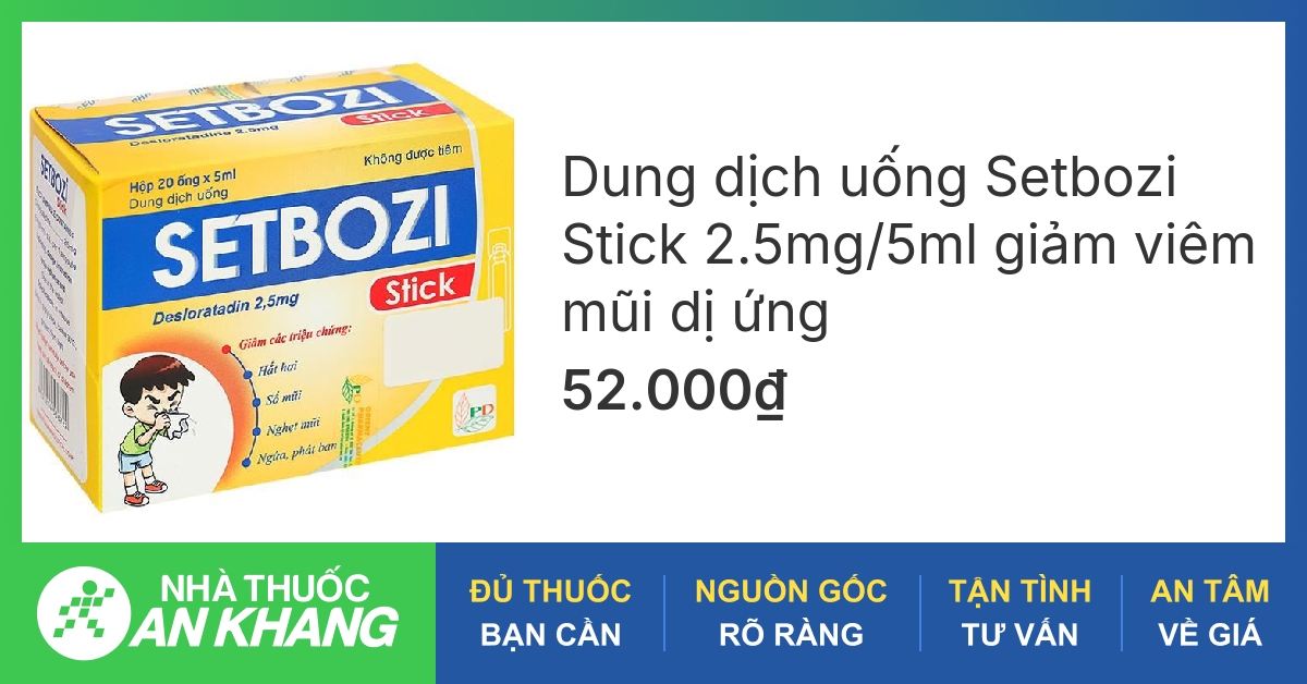 Dung dịch uống Setbozi Stick 2.5mg/5ml giảm viêm mũi dị ứng (20 ống x ...