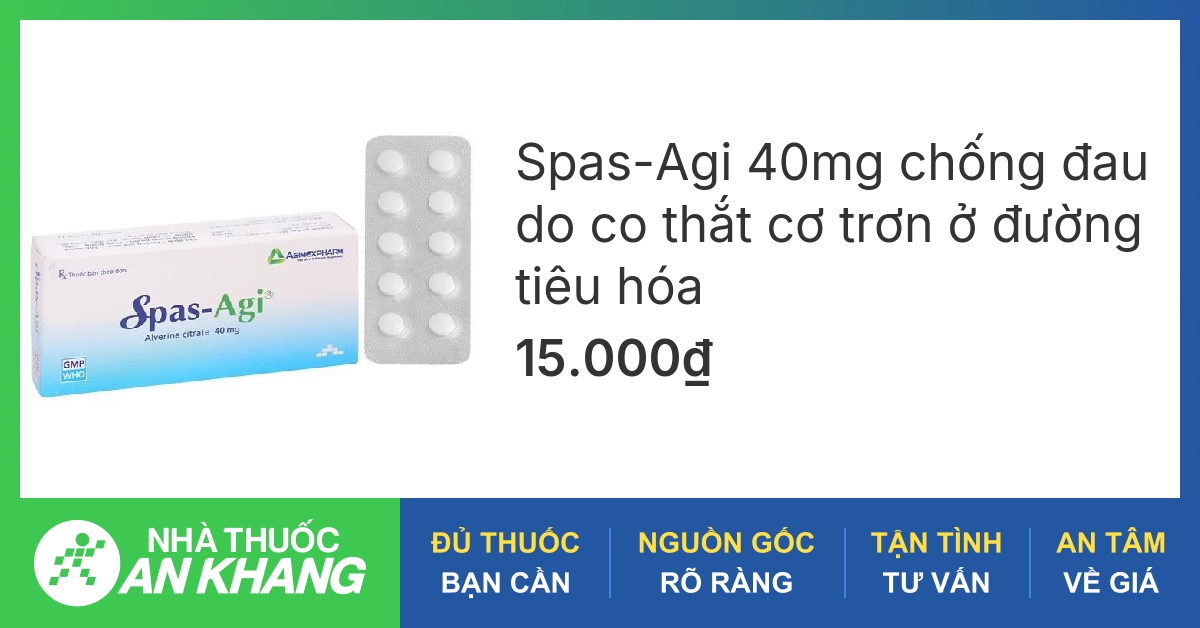 Spas-Agi 40mg chống đau do co thắt tiêu hóa (3 vỉ x 10 viên) - 08/2025 ...