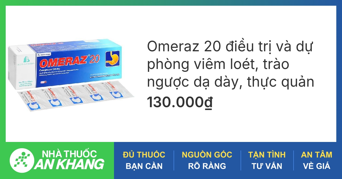 Omeraz 20 trị viêm loét, trào ngược dạ dày, thực quản (10 vỉ x 10 viên ...
