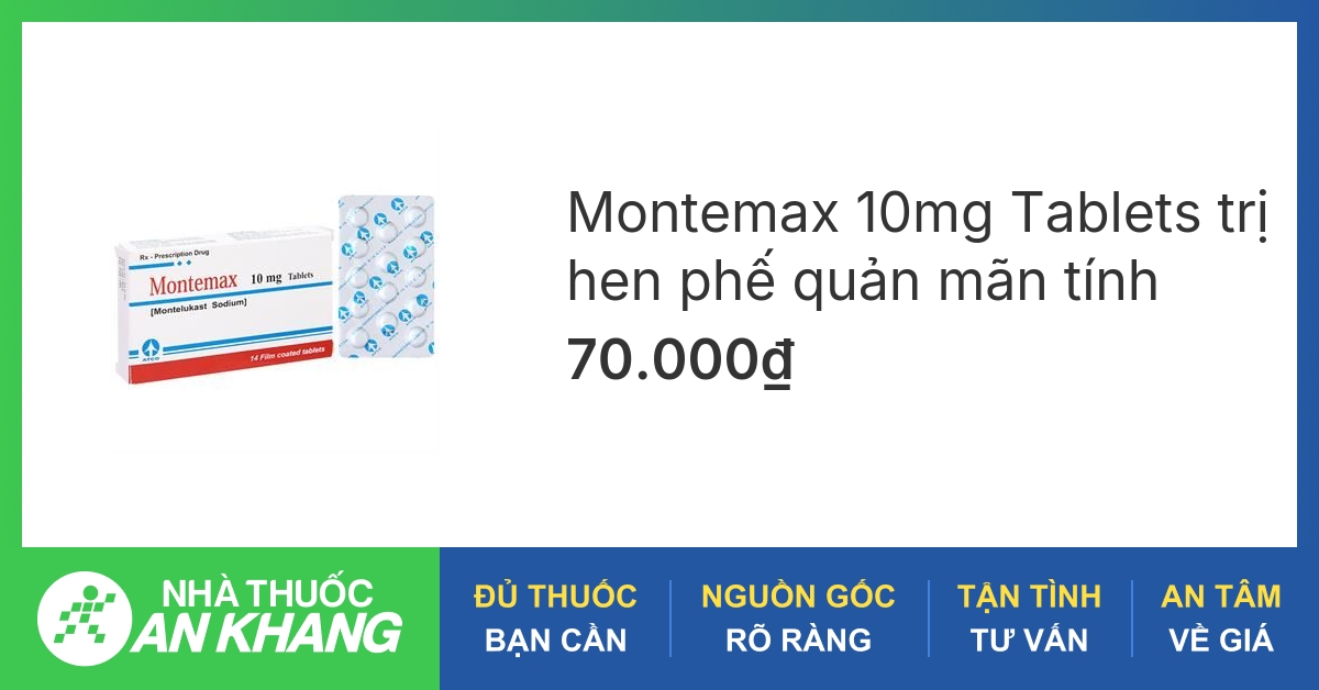Montemax 10mg Tablets trị hen phế quản mãn tính (1 vỉ x 14 viên) - 08/ ...