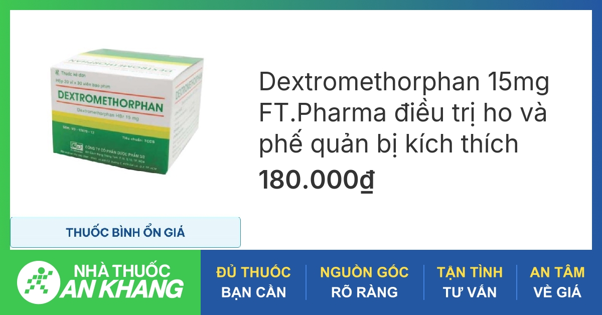 Dextromethorphan 15mg FT.Pharma điều trị ho và phế quản bị kích thích ...