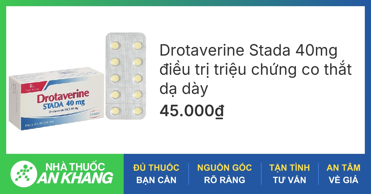 Drotaverine Stada 40mg điều trị triệu chứng co thắt dạ dày (5 vỉ x 10 ...