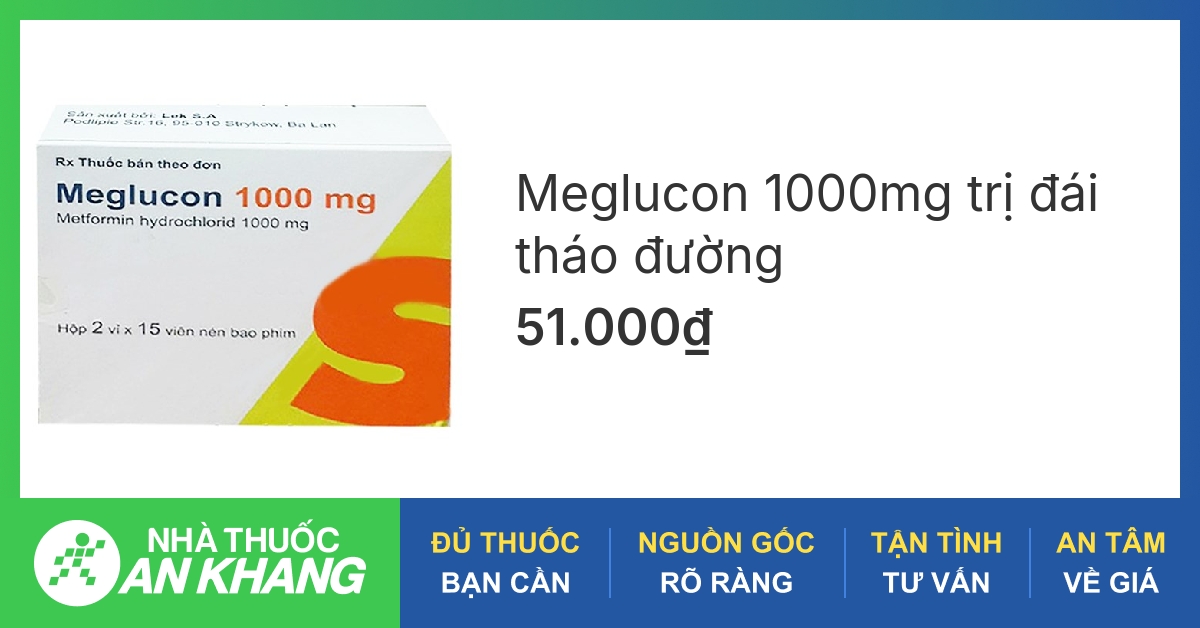 Meglucon 1000mg trị đái tháo đường (2 vỉ x 15 viên) - 03/2026 ...