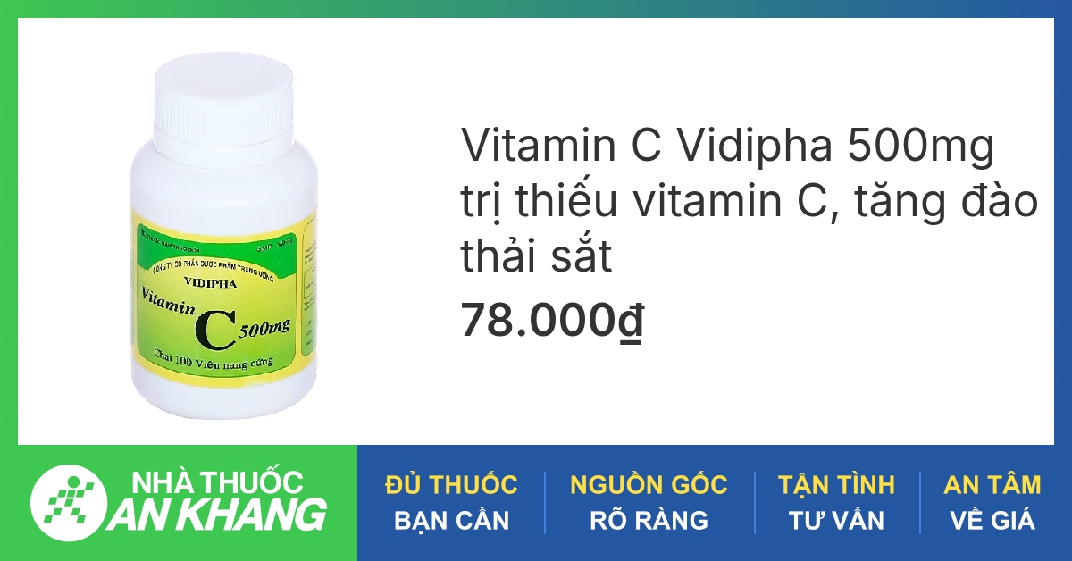 Vitamin C Vidipha 500mg trị thiếu vitamin C, tăng đào thải sắt lọ 100 ...