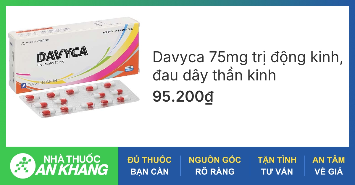 Davyca 75mg trị động kinh, đau dây thần kinh (2 vỉ x 14 viên) - 06/2024 ...
