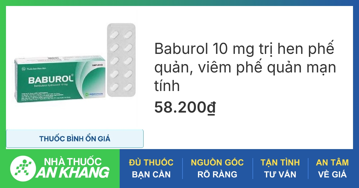 Thuốc Baburol 10 mg trị hen phế quản, viêm phế quản mạn tính (3 vỉ x 10 ...