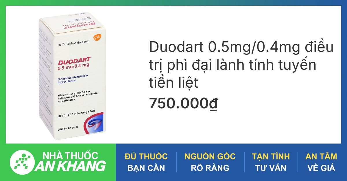 Duodart 0.5mg/0.4mg trị phì đại lành tính tuyến tiền liệt hộp 30 viên ...