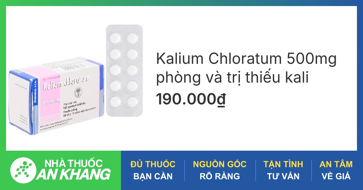 Kalium Chloratum Biomedica 500mg phòng và trị thiếu kali (10 vỉ x 10 ...