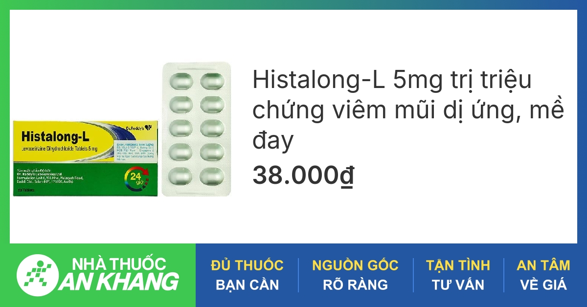 Histalong-L 5mg trị triệu chứng viêm mũi dị ứng, mề đay (2 vỉ x 10 viên ...
